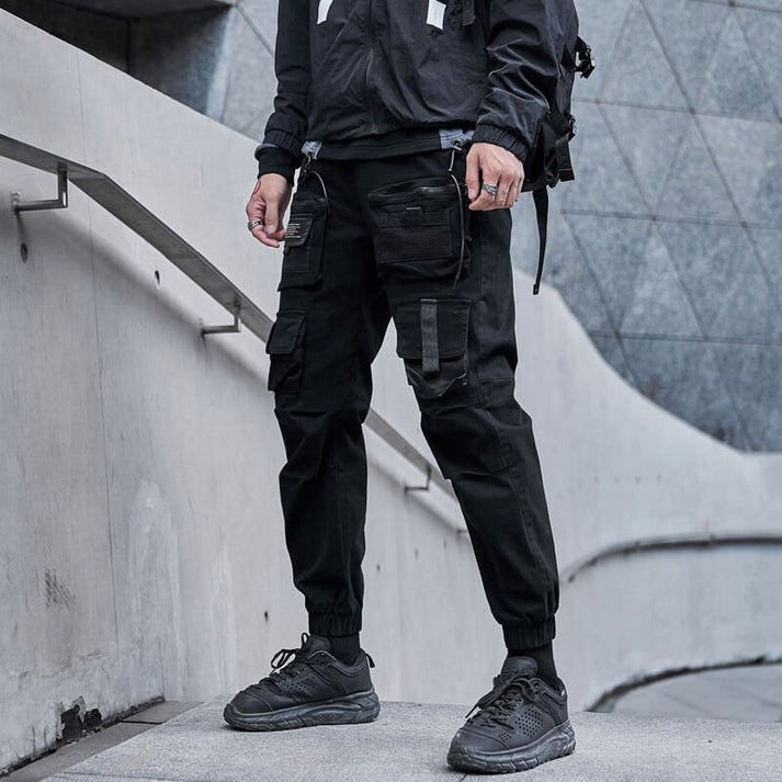 Black Cargo Pants tactical Japanese black Techwear cotton pants ...